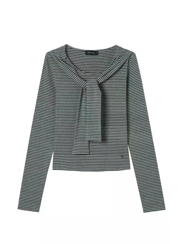 TOUT A COUP Striped Tie-detail Top