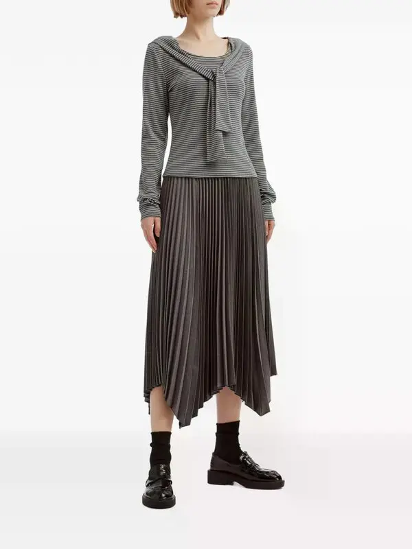 TOUT A COUP Striped Tie-detail Top
