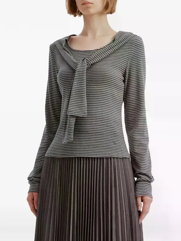 TOUT A COUP Striped Tie-detail Top