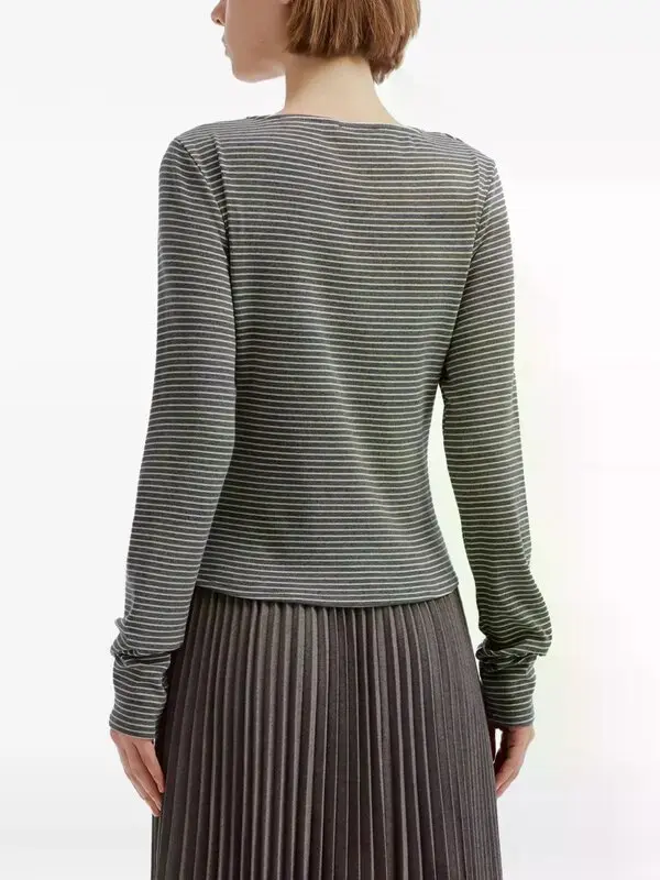 TOUT A COUP Striped Tie-detail Top