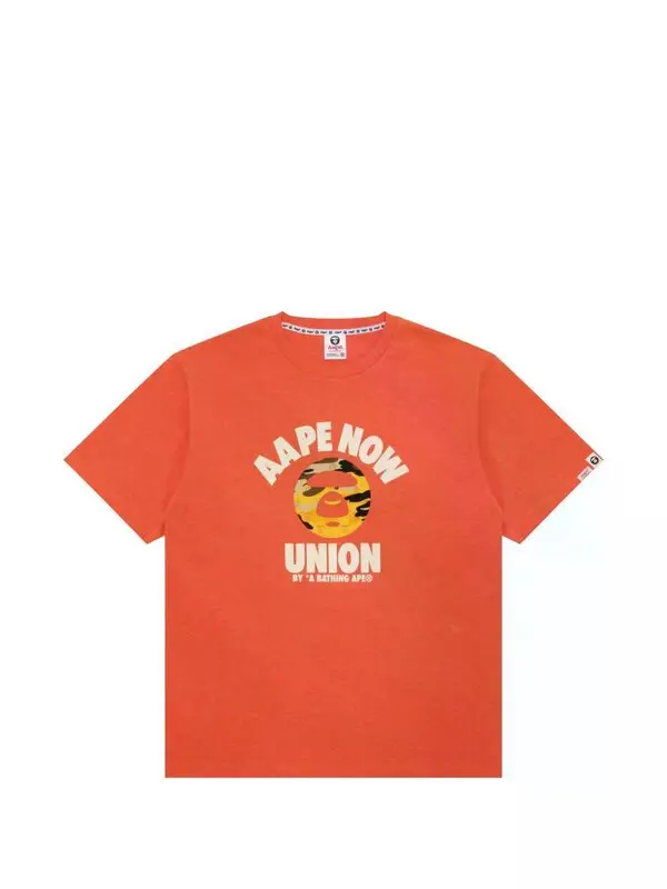 AAPE BY *A BATHING APE Moonface Logo-print Cotton T-shirt - Orange