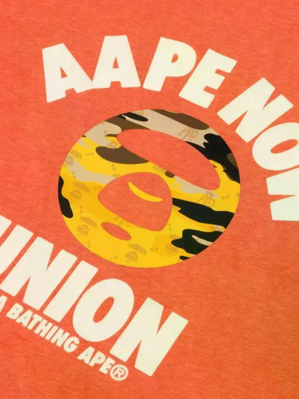 AAPE BY *A BATHING APE Moonface Logo-print Cotton T-shirt - Orange