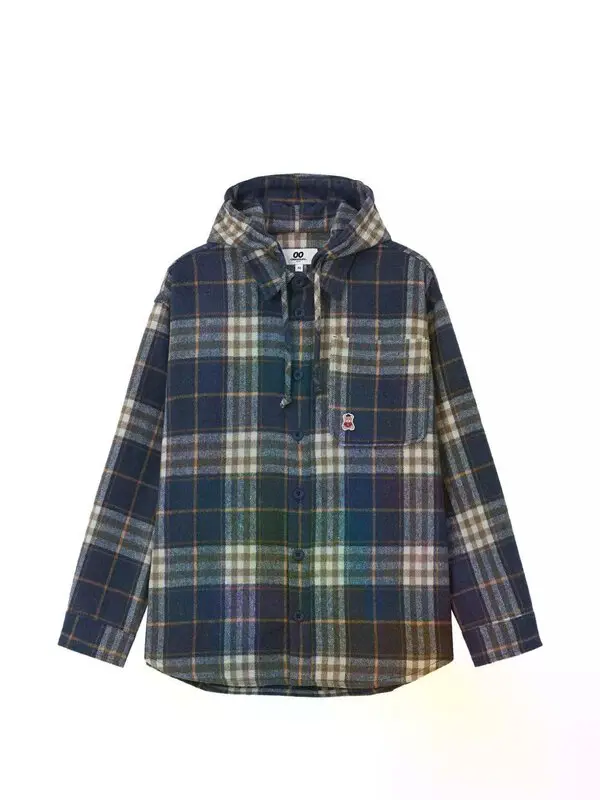 CHOCOOLATE Check-pattern Shirt Hoodie - Blue