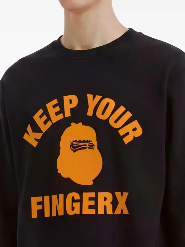 FINGERCROXX Graphic-print Cotton Sweatshirt - Black