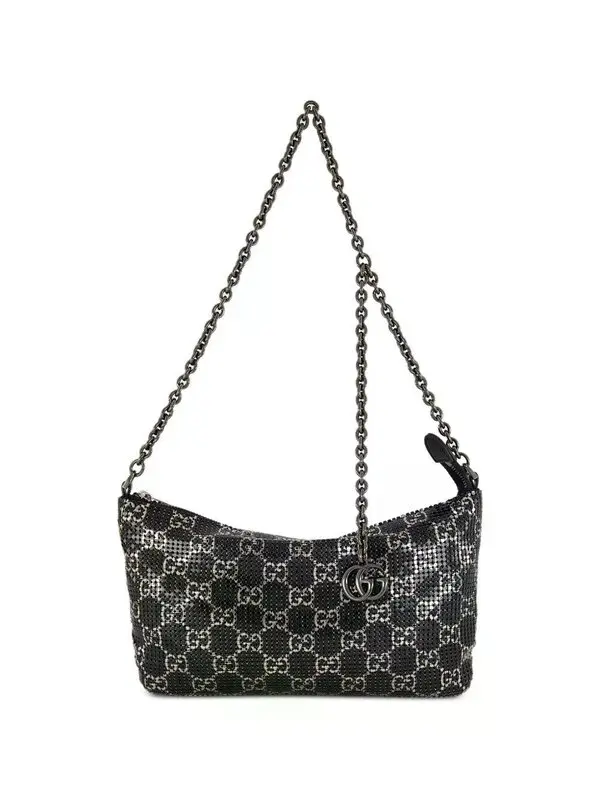 Gucci Gg-pattern Chain Shoulder Bag - Black