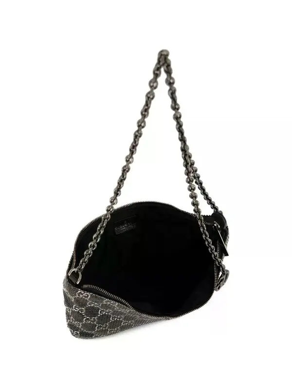 Gucci Gg-pattern Chain Shoulder Bag - Black