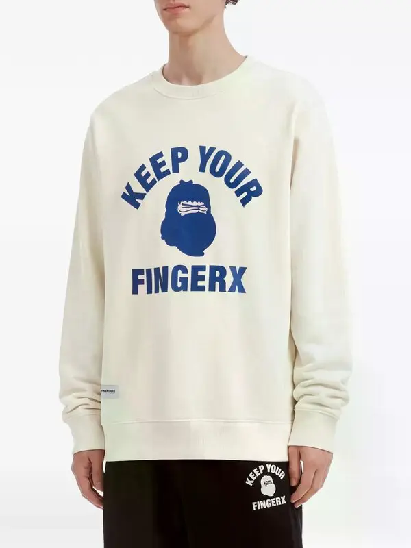 FINGERCROXX Graphic-print Cotton Sweatshirt - Neutrals