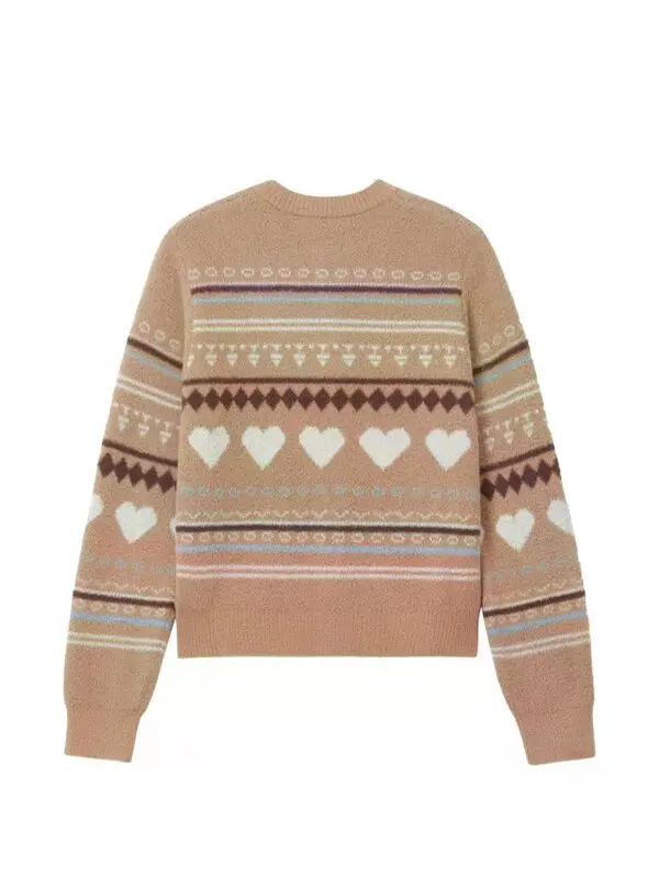 CHOCOOLATE Fair Isle Heart-intarsia Cardigan - Neutrals