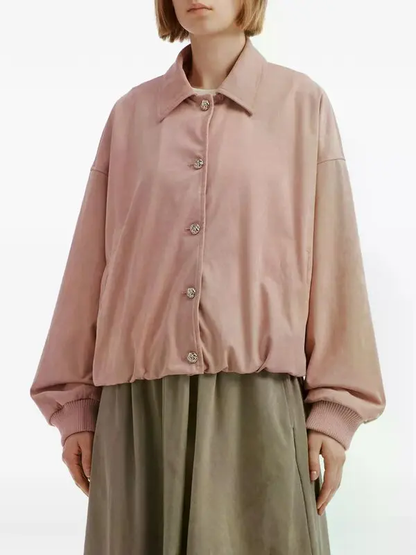 TOUT A COUP Button-up Elasticated-hem Jacket - Pink