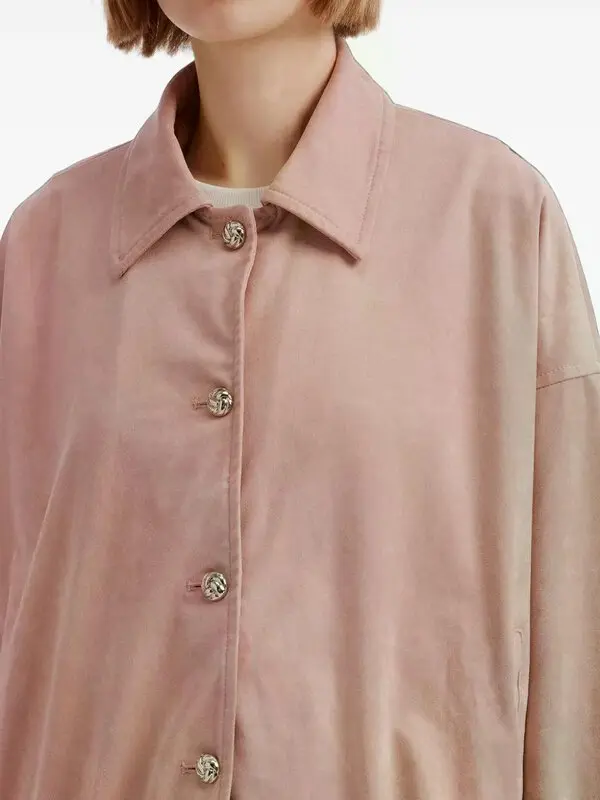 TOUT A COUP Button-up Elasticated-hem Jacket - Pink