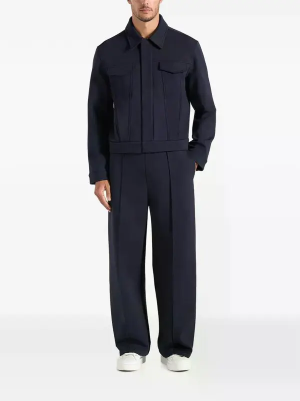 Manière De Voir Jerome In Navy Wide Leg Neoprene Pants