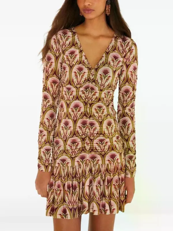 Farm Rio Floral-print Ruched Mini Dress - Pink