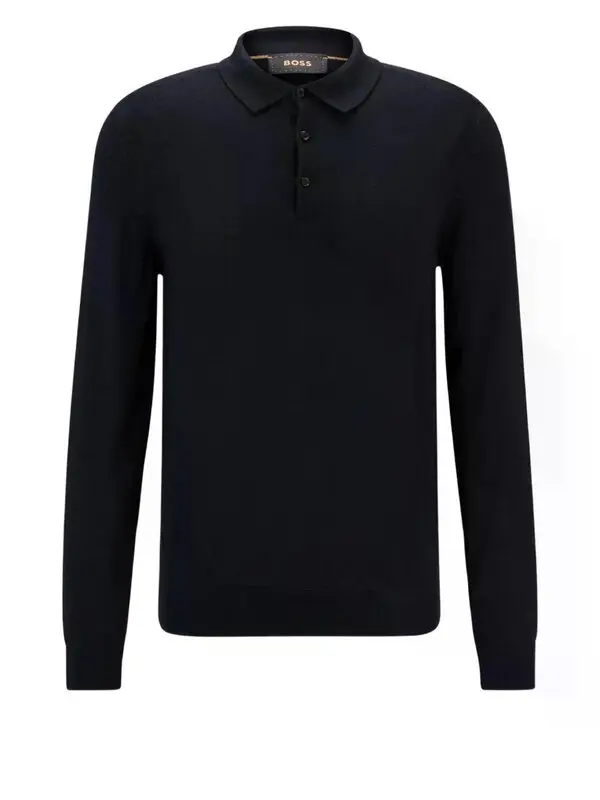 BOSS Long-sleeve Knitted Polo Shirt