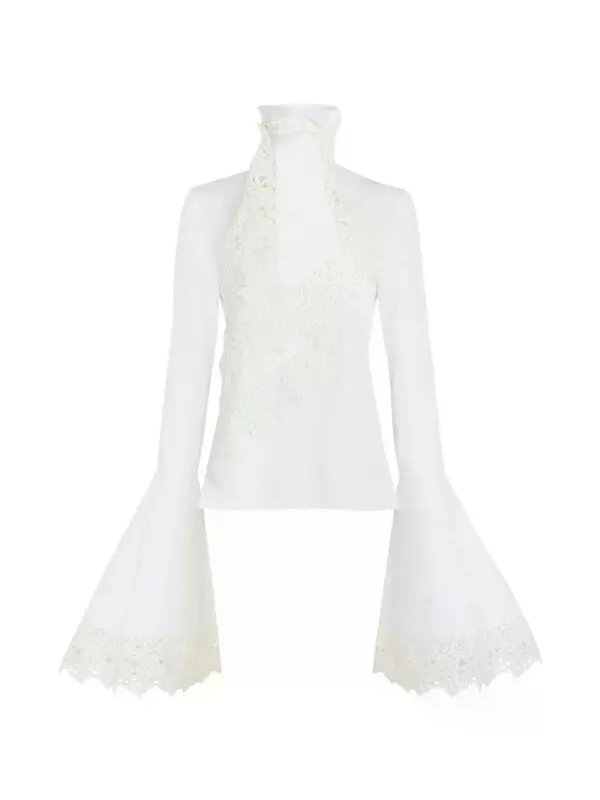 A.W.A.K.E. Mode Jabot Bell-sleeve Top