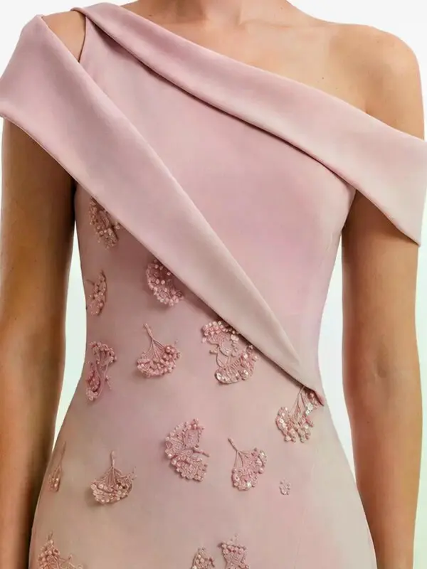 GEMY MAALOUF Appliqué Asymmetric-neck Gown