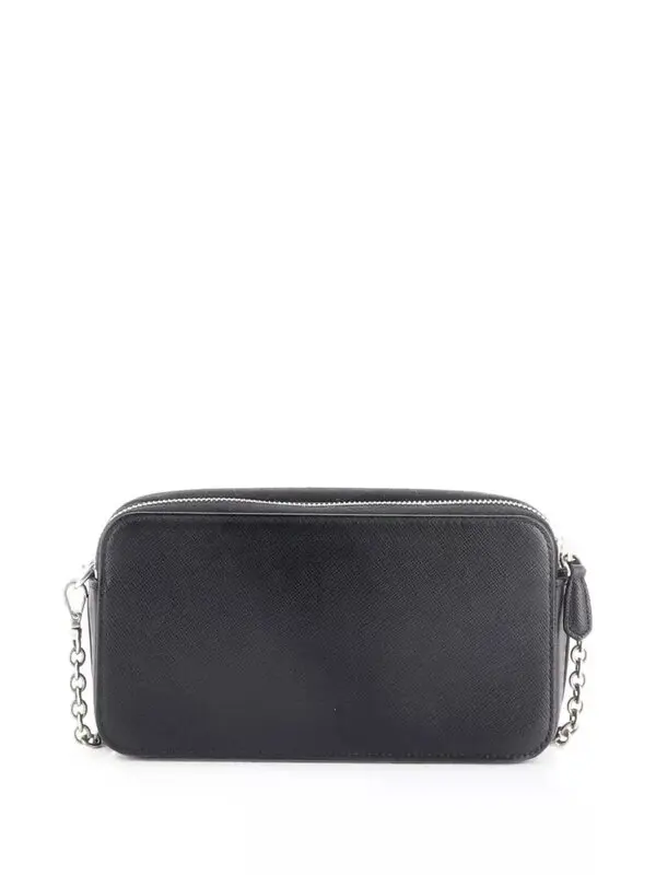 Prada Double Zip Wallet On Chain Printed Saffiano Leather Mini Crossbody Bag