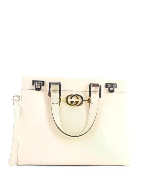 Gucci Zumi Top Handle Bag Leather Small Satchel - White