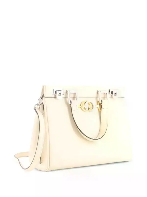 Gucci Zumi Top Handle Bag Leather Small Satchel - White