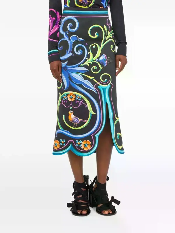 Moschino Scalloped-hem Midi Skirt