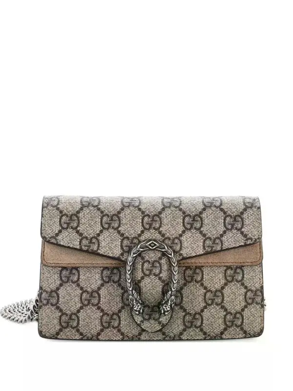 Gucci Dionysus Bag Gg Coated Canvas Super Mini Crossbody Bag - Brown