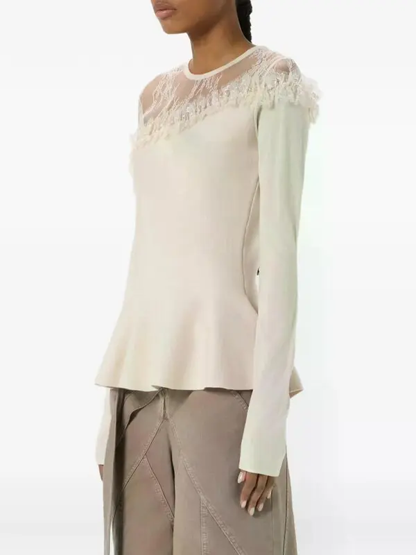 Blumarine Lace-trim Peplum Sweater