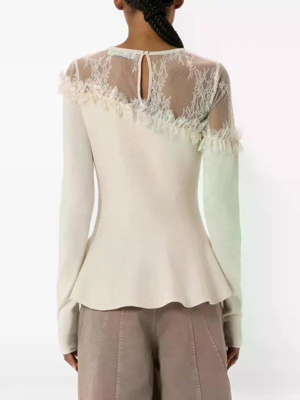 Blumarine Lace-trim Peplum Sweater