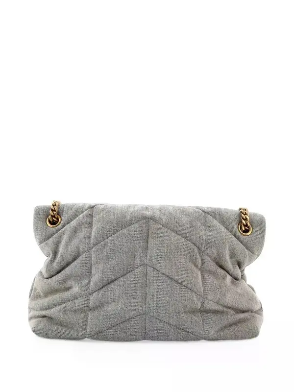 Saint Laurent Loulou Puffer Quilted Vintage Denim Medium Shoulder Bag