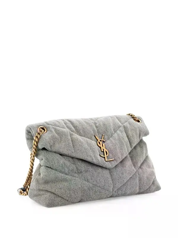 Saint Laurent Loulou Puffer Quilted Vintage Denim Medium Shoulder Bag