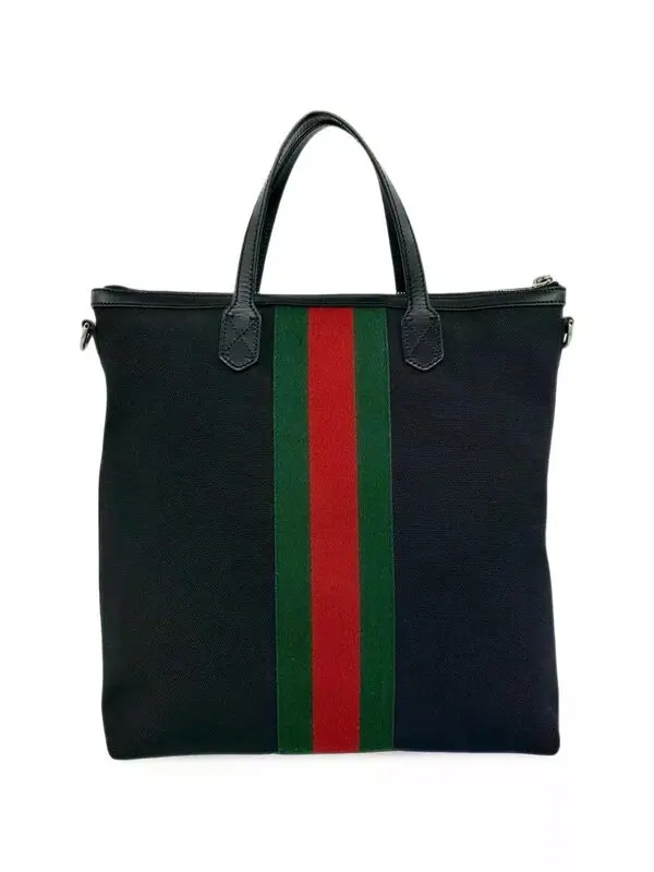 Gucci 2016-2026 Canvas Techno Web Vertical Zip Tote Satchel