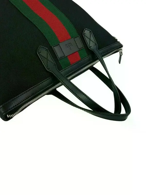 Gucci 2016-2026 Canvas Techno Web Vertical Zip Tote Satchel