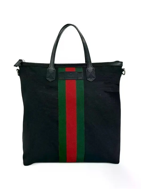 Gucci 2016-2026 Canvas Techno Web Vertical Zip Tote Satchel