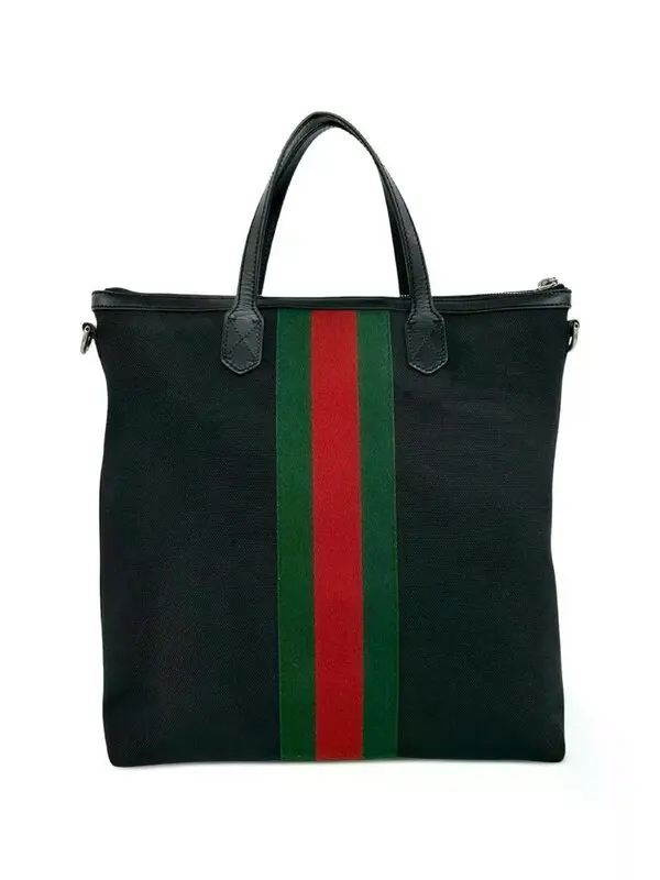 Gucci 2016-2026 Canvas Techno Web Vertical Zip Tote Satchel