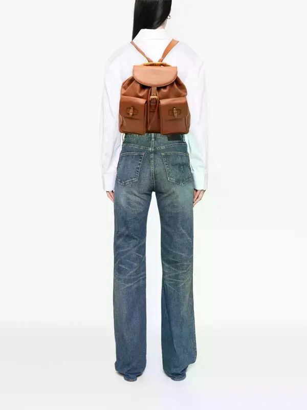 Gucci 20th Century Calfskin Bamboo Drawstring Backpack