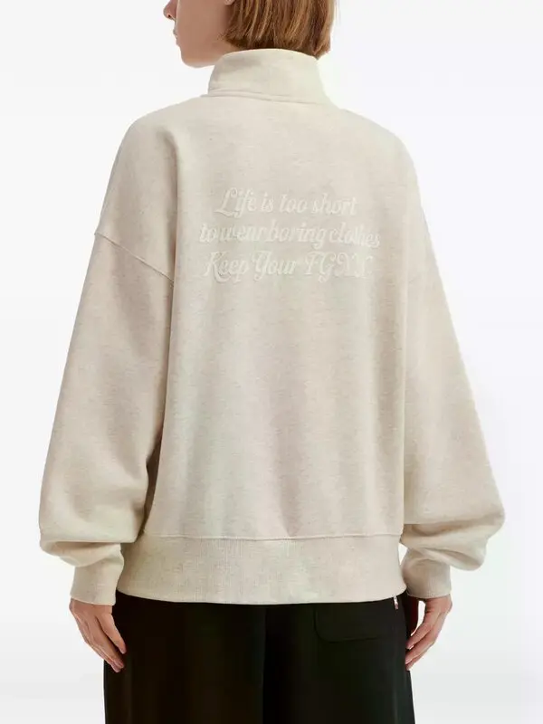 FINGERCROXX Logo-embroidered Quarter-zip Sweatshirt