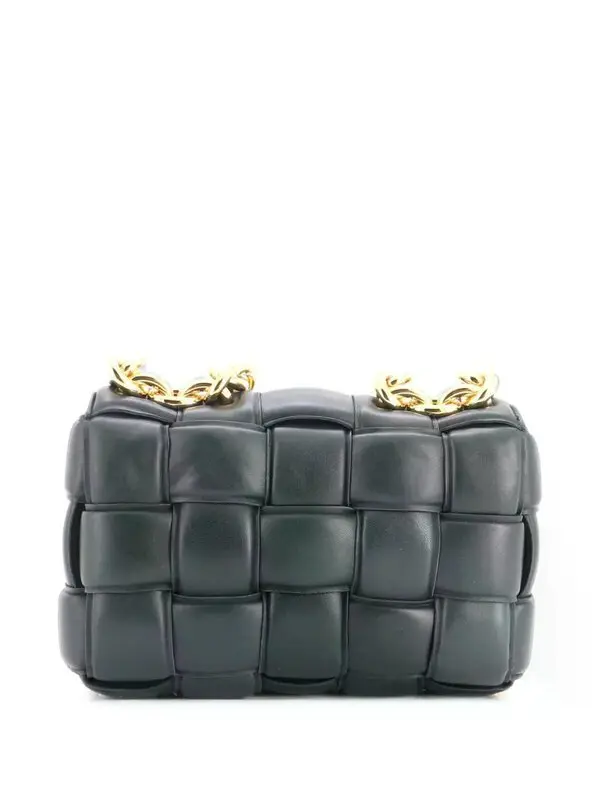 Bottega Veneta Cassette Chain Padded Maxi Intrecciato Leather Crossbody Bag - Green
