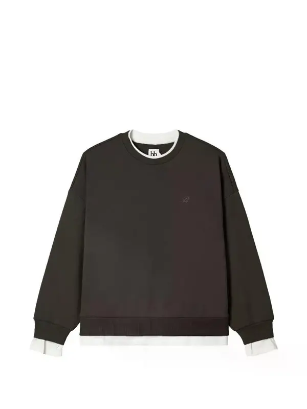 B+AB Layered-effect Logo-embroidered Sweater - Grey