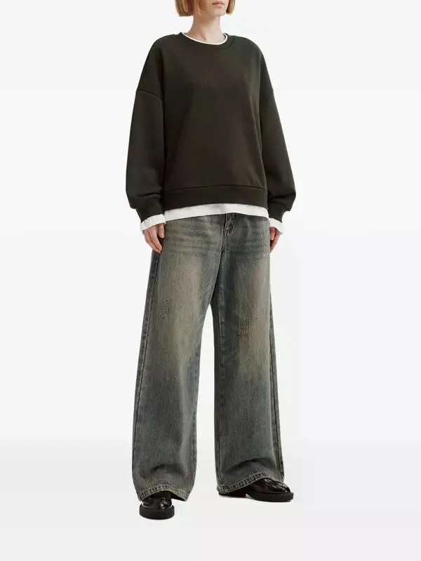 B+AB Layered-effect Logo-embroidered Sweater - Grey