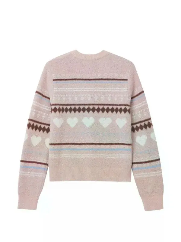 CHOCOOLATE Heart-intarsia Knitted Cardigan - Pink