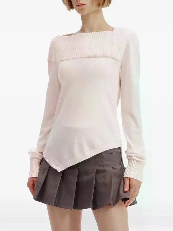 TOUT A COUP Asymmetric Ribbed-knit Sweater - Pink