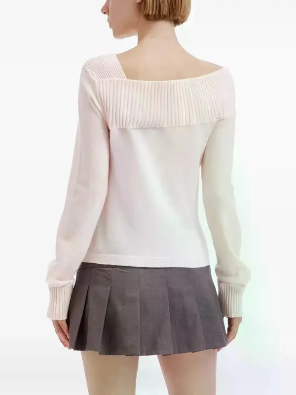 TOUT A COUP Asymmetric Ribbed-knit Sweater - Pink