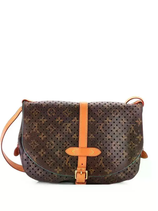 LOUIS VUITTON Flore Saumur Handbag Perforated Monogram Canvas Crossbody Bag