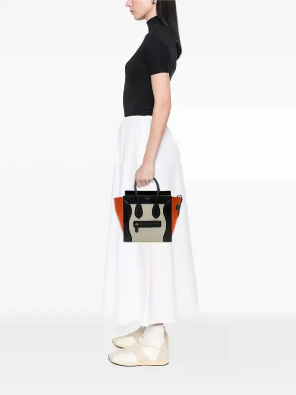 Celine 2014 Micro Tricolor Canvas And Leather Luggage Tote Bag
