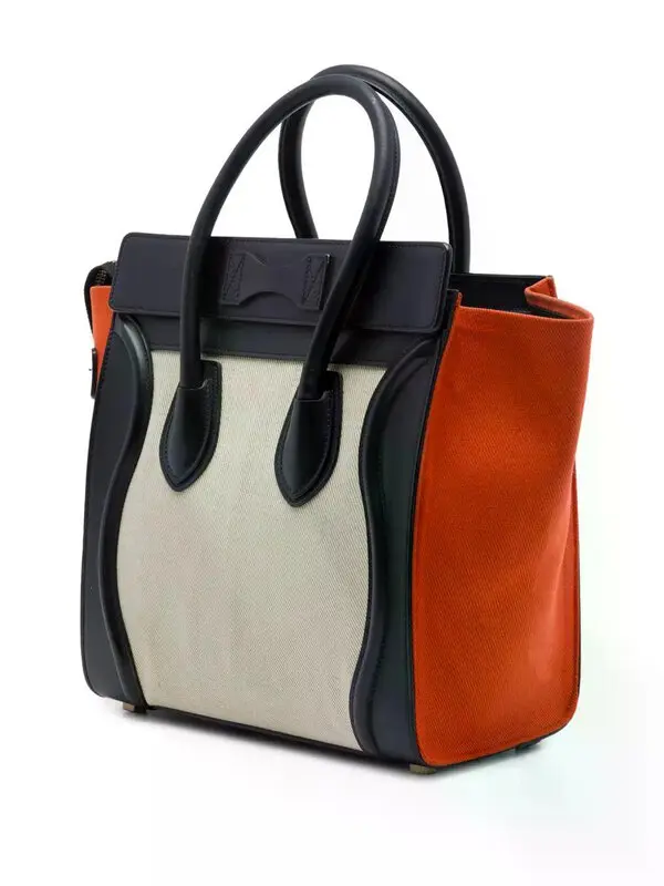 Celine 2014 Micro Tricolor Canvas And Leather Luggage Tote Bag