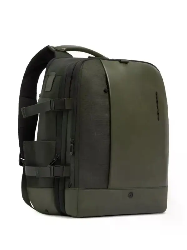 PIQUADRO Logo-plaque Panelled Backpack - Green