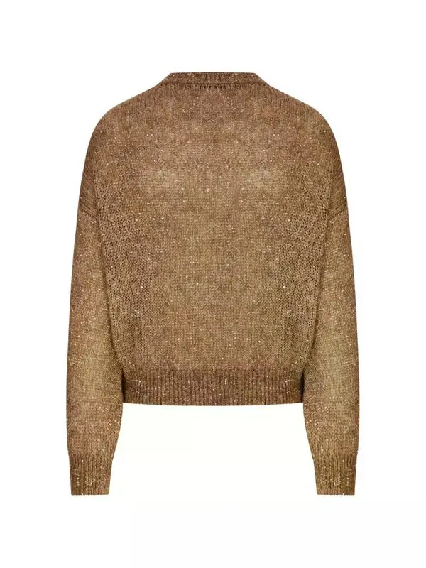 Brunello Cucinelli Sequin-embellished Knitted Sweater - Brown