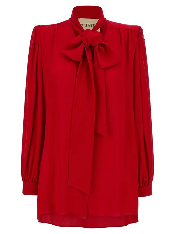 Valentino Garavani Silk Shirt With Bow - Red