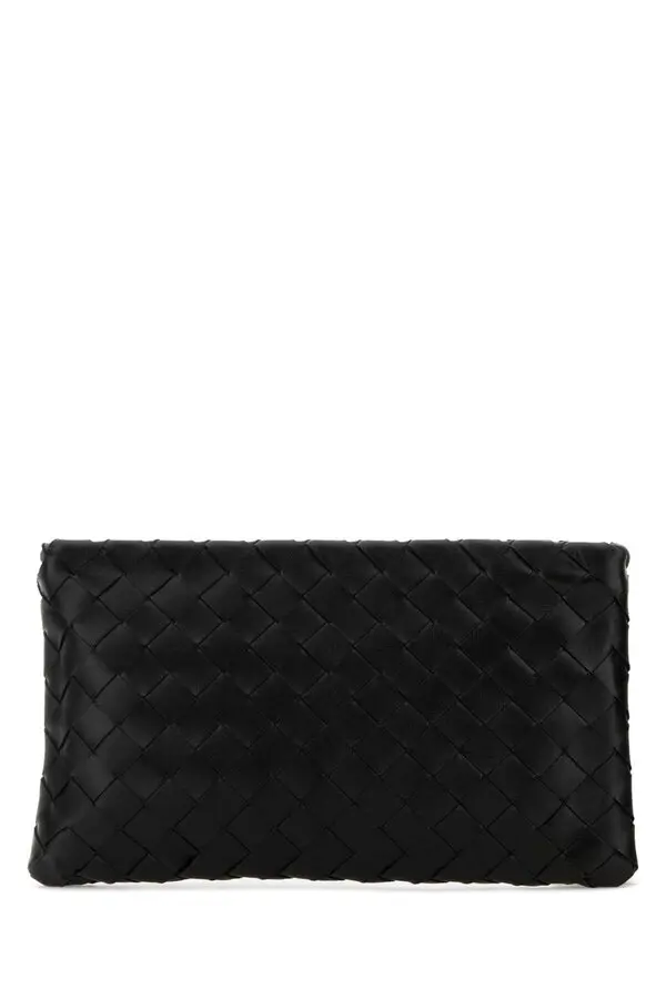 Bottega Veneta Leather Small Clutch - Black