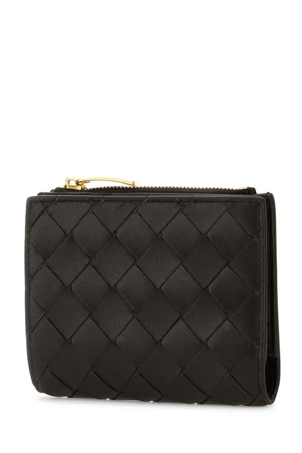 Bottega Veneta Dark Nappa Leather Small Intrecciato Wallet