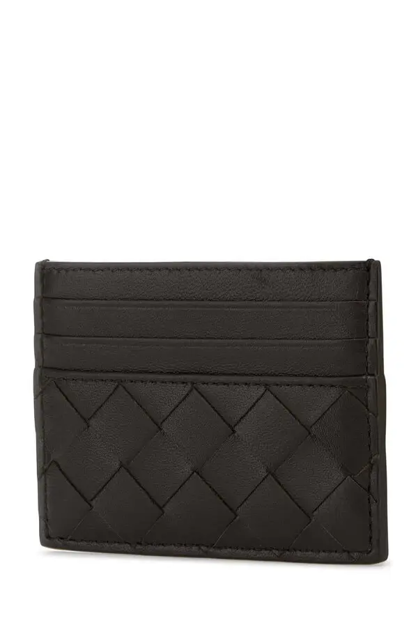 Bottega Veneta Dark Nappa Leather Intrecciato Card Holder - Brown