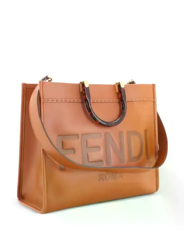 Fendi Sunshine Shopper Leather Medium Tote Bag - Brown